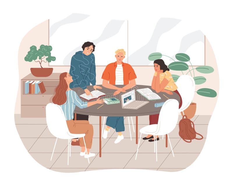 Group Of Students Working Clipart