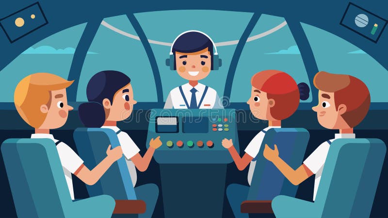 A Group of Students Taking Turns Sitting in a Flight Simulator and ...