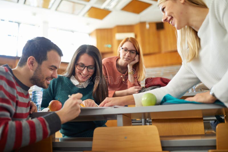 Group of Students Talking about the Lesson on the Lecture Break Stock ...