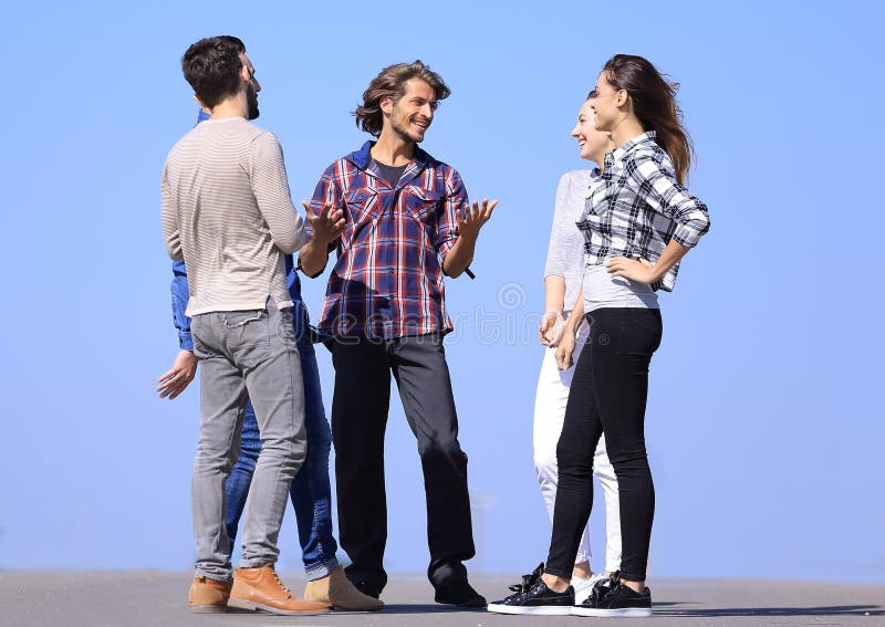 Group of Students Talking while Standing Outdoors Stock Image - Image ...