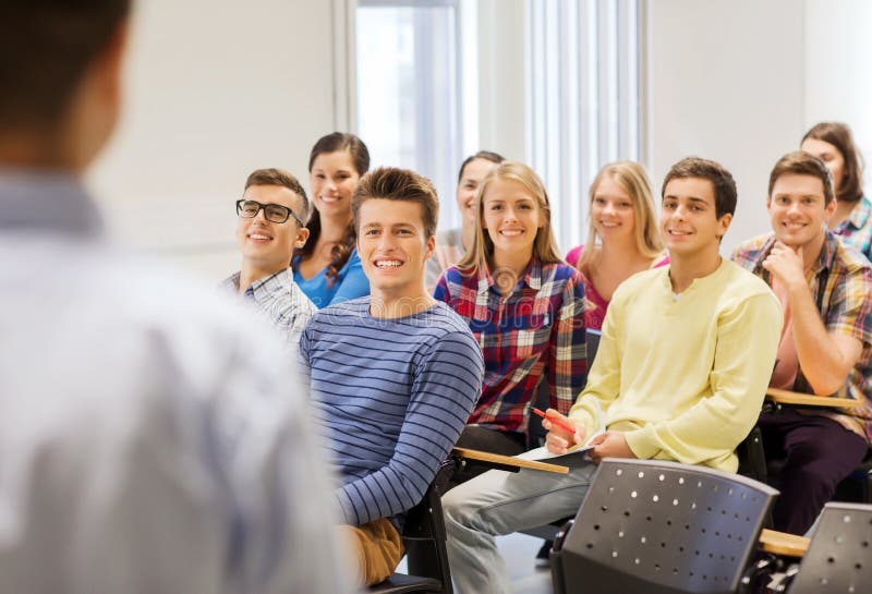 Group of Students and Teacher with Notebook Stock Photo - Image of ...