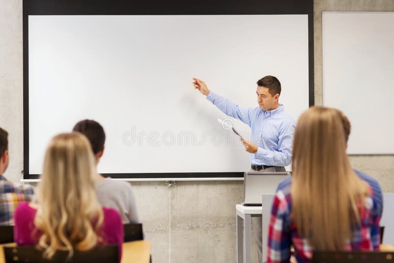 Group of Students and Teacher with Notepad Stock Image - Image of hand ...
