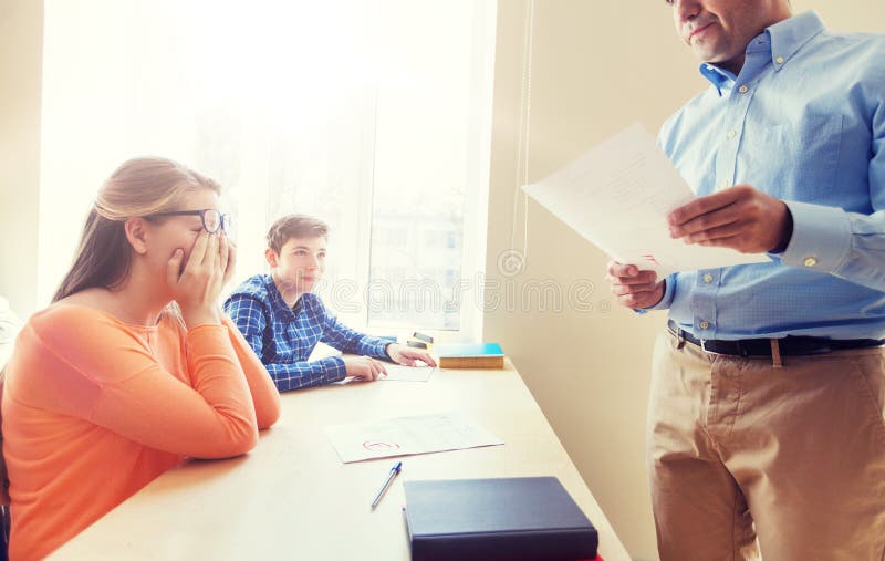 Group of Students and Teacher with Test Results Stock Image - Image of ...