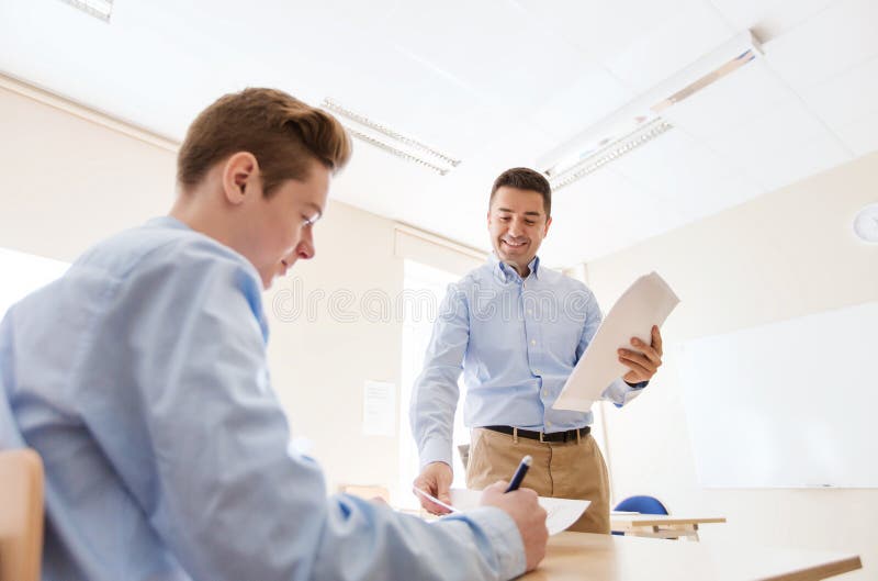 Group of Students and Teacher with Test Results Stock Photo - Image of ...