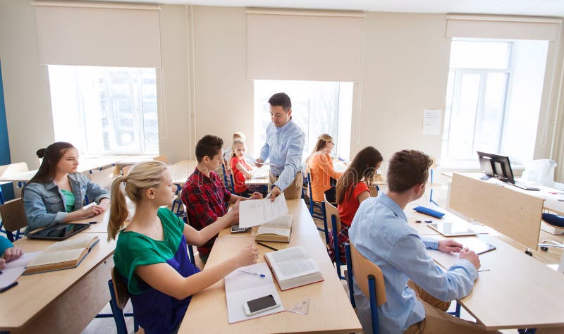 Group of Students and Teacher with Test Results Stock Photo - Image of ...