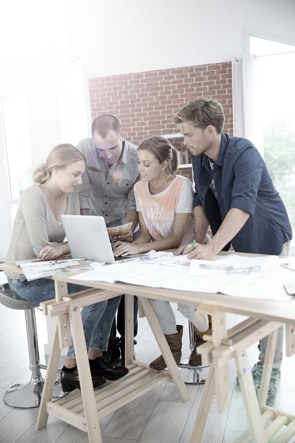 Group of Students in Teamwork Stock Photo - Image of interior, loft ...