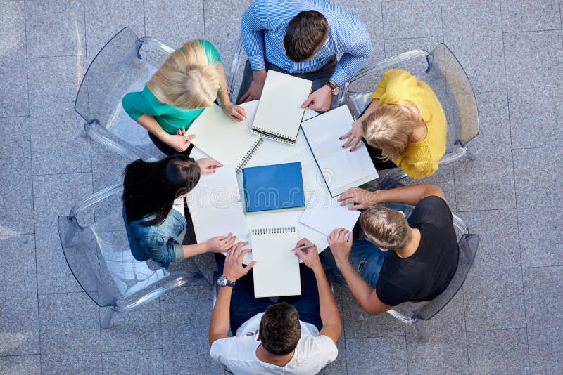 Group of students top view stock image. Image of discussion - 57641469
