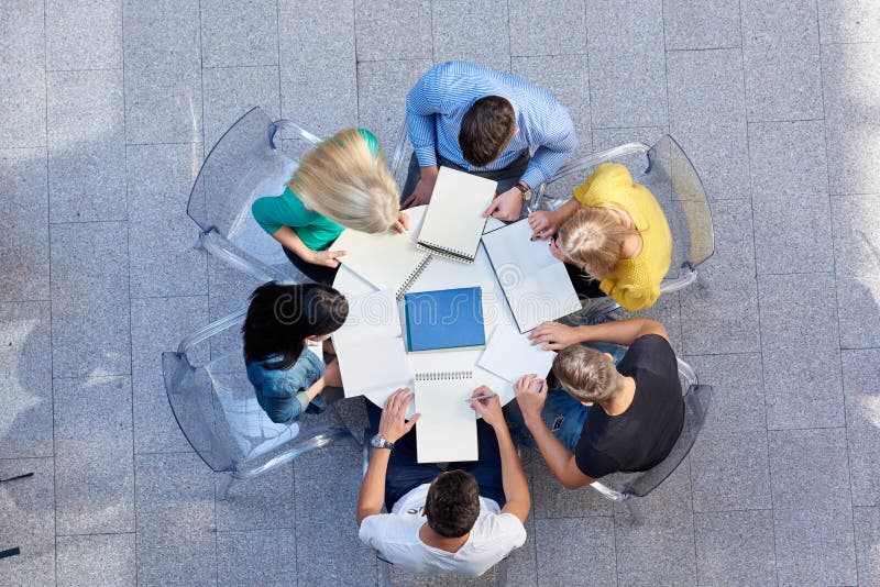 Group of students top view stock image. Image of study - 58012775