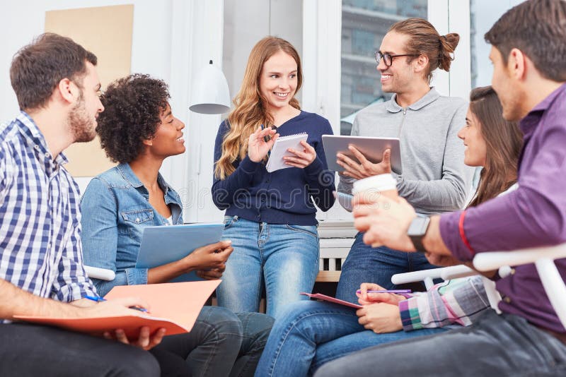 Group of Students in a University Seminar Stock Photo - Image of office ...