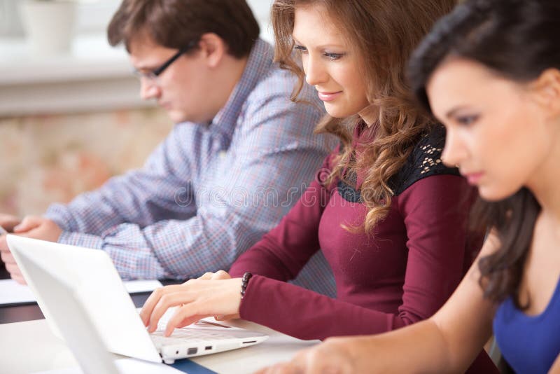 Students Using Laptops in Class Stock Photo - Image of group, distance ...