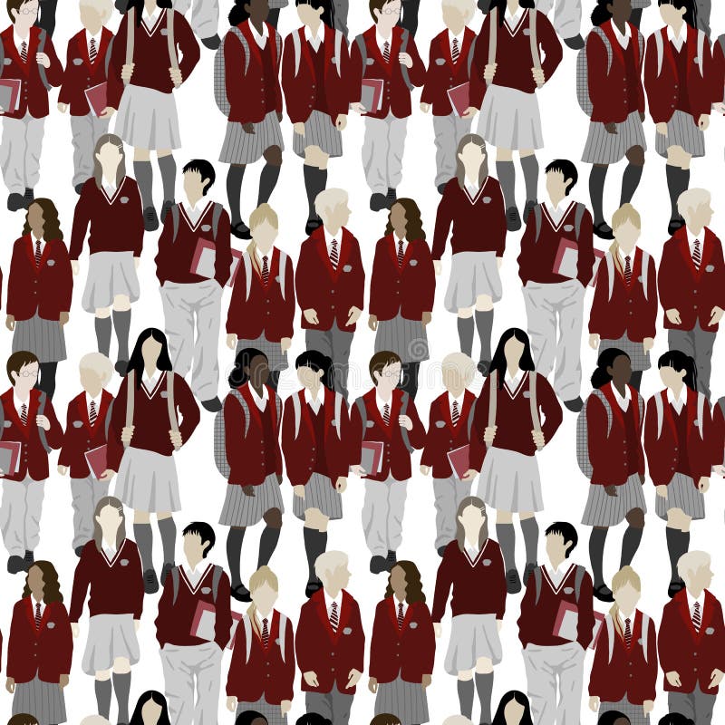Group of Students - Vector Seamless Pattern Stock Vector - Illustration ...