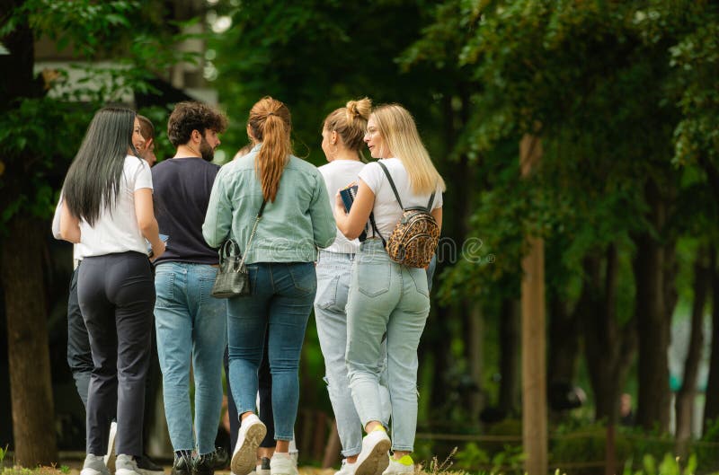 Group of Students Walking Together To Their School Stock Image - Image ...