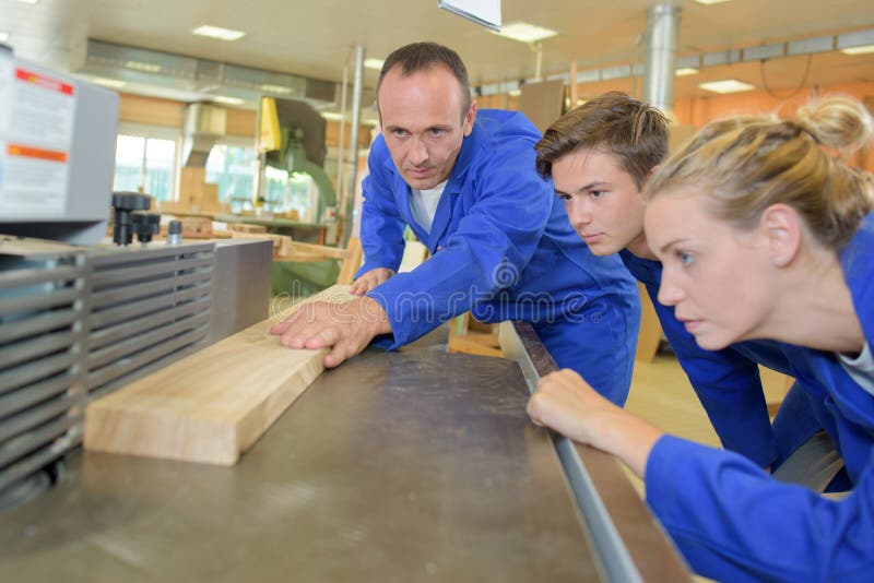 Group Students in Woodwork Training Course Stock Image - Image of group ...