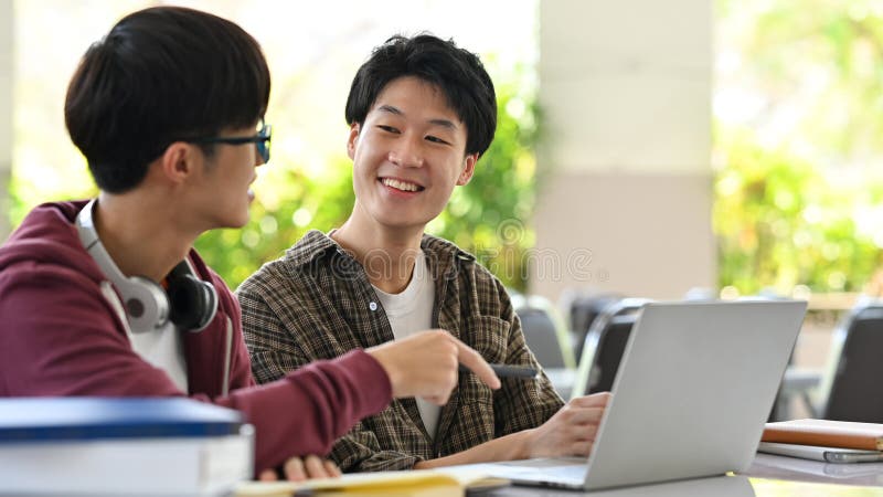 Group of Students are Working on Academic Project or Preparing for Exam ...