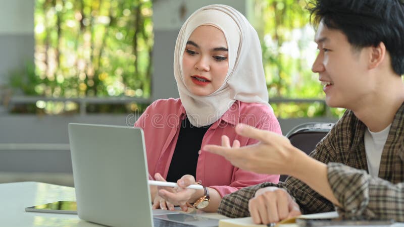 Group of Students are Working on Academic Project or Preparing for Exam ...