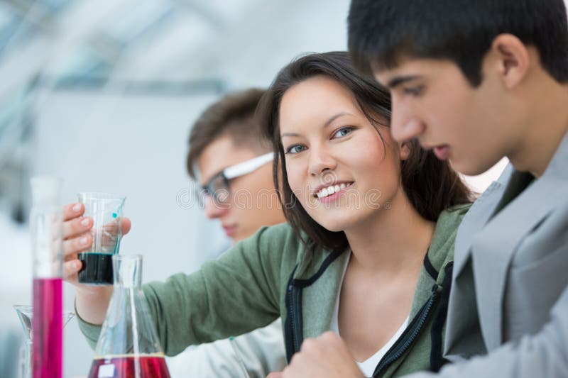 Group of Students Working at Chemistry Classroom Stock Image - Image of ...