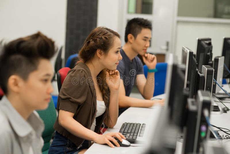 Student computer room stock image. Image of male, copy - 16738583