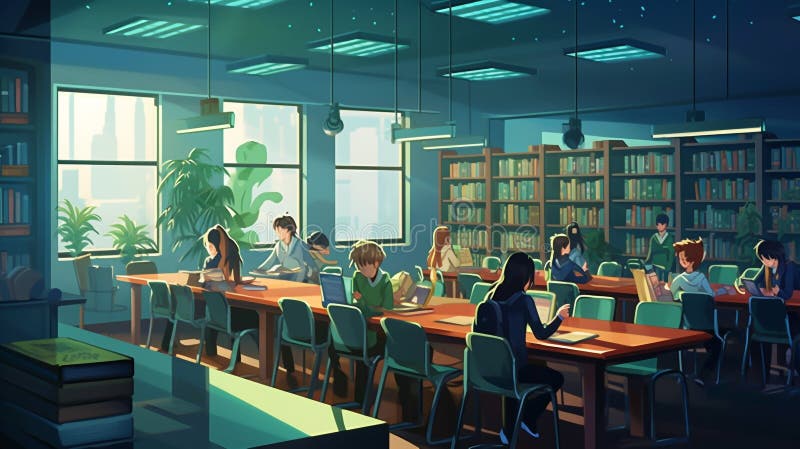 Students Working in a Classroom Stock Illustration - Illustration of ...