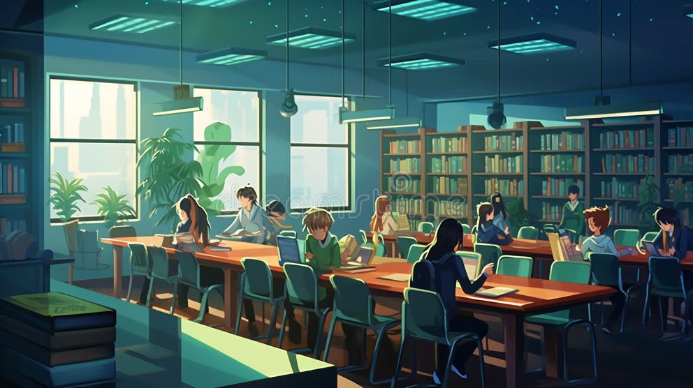 Students Working in a Classroom Stock Illustration - Illustration of ...