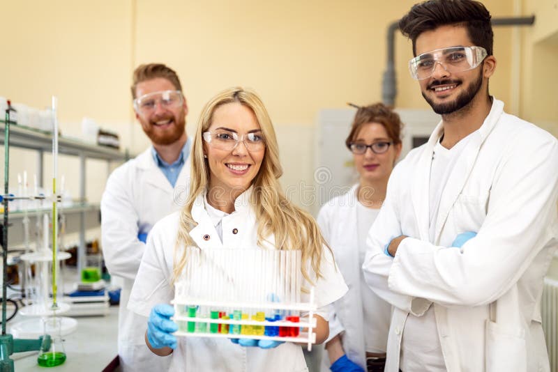 Group of Students Working at the Laboratory Stock Image - Image of ...