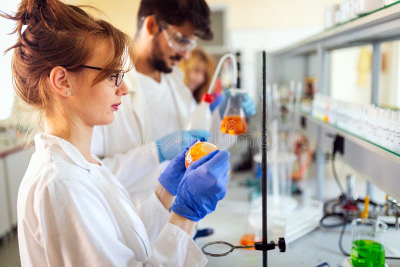 Group of Students Working at the Laboratory Stock Image - Image of ...