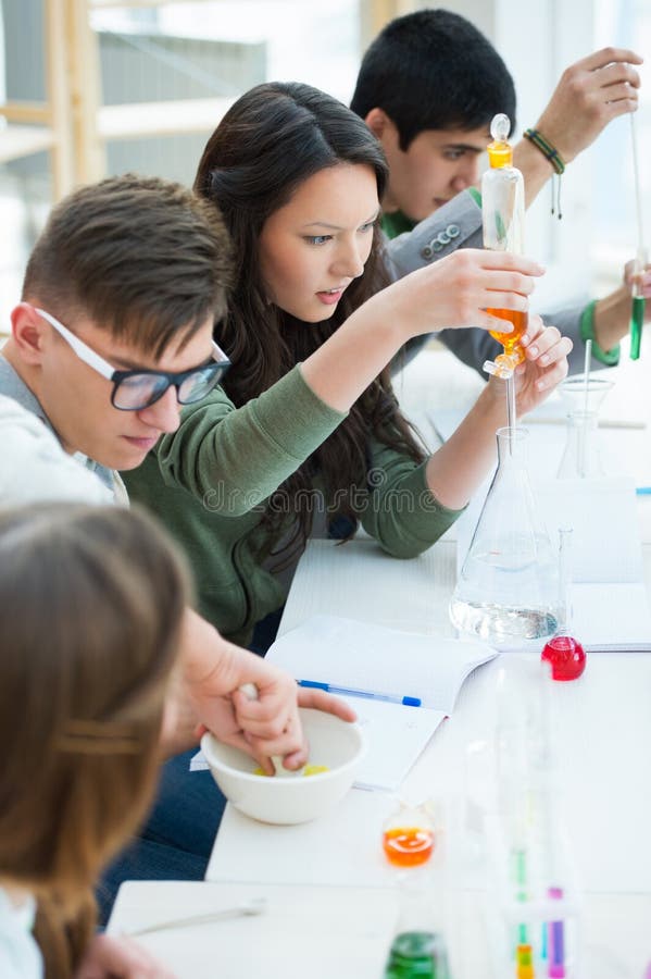 Group of Students Working Together at Laboratory Stock Photo - Image of ...