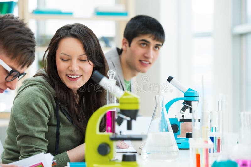 Group of Students Working Together at Laboratory Stock Photo - Image of ...