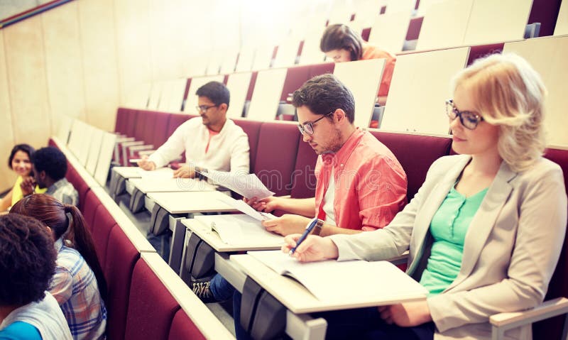 Group of Students Writing Test at Lecture Hall Stock Photo - Image of ...