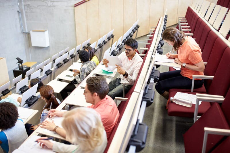 Group of Students Writing Test at Lecture Hall Stock Image - Image of ...