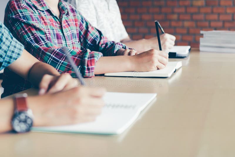 Group of Students are Writing a University Test. Stock Photo - Image of ...
