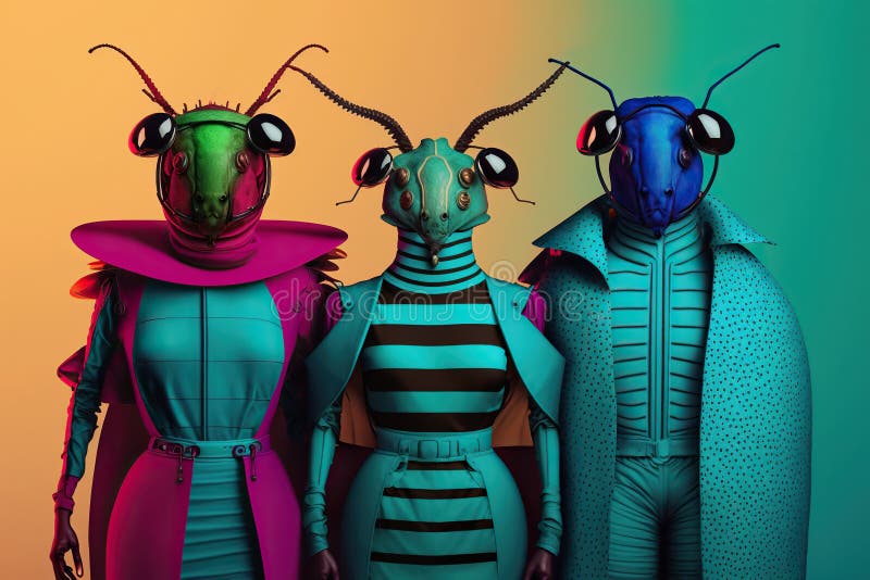 Group Studio Portrait of Body-positive Bugs in the Clothes Created with ...