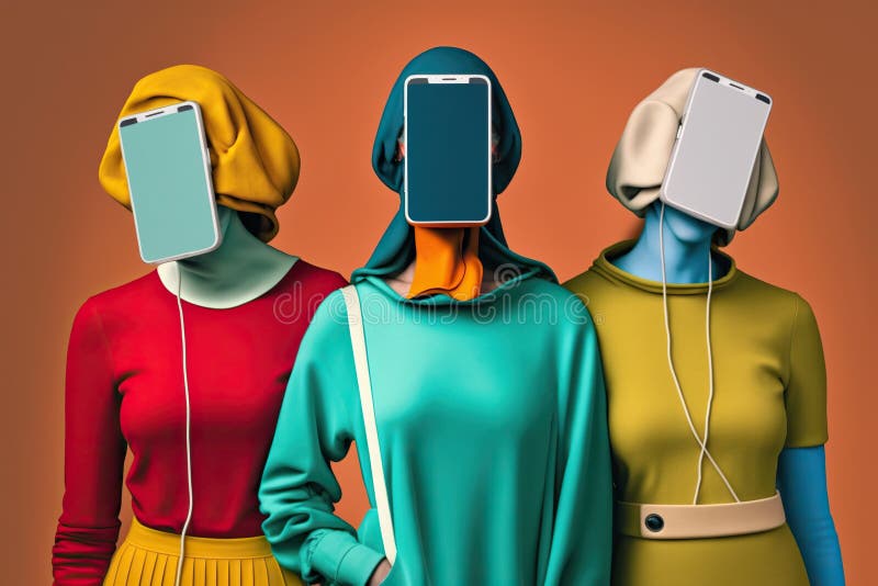 Group Studio Portrait of Body Positive Smartphone Head, Created with ...