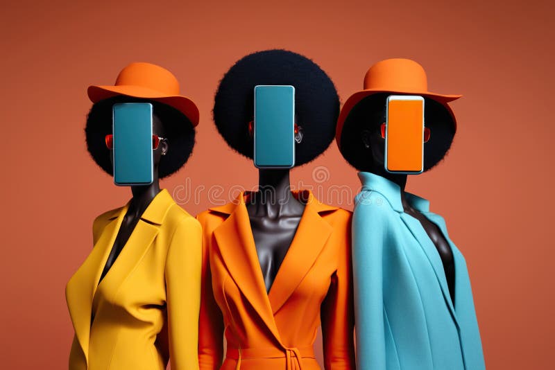 Group Studio Portrait of Body Positive Smartphone Head, Created with ...