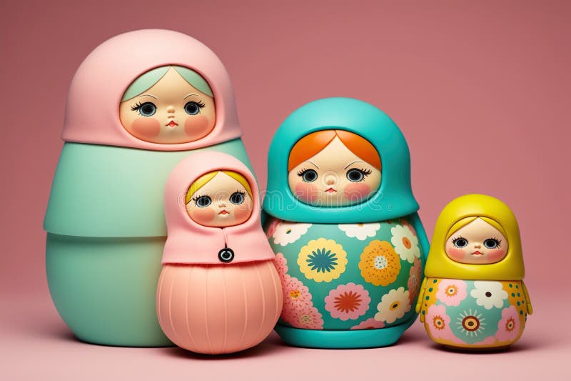Group Studio Portrait of Fat Russian Nesting Dolls , Concept of Size ...