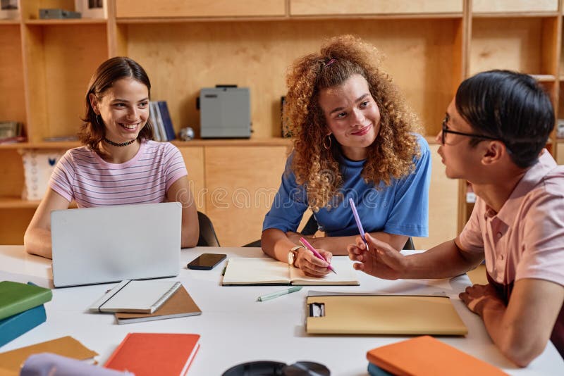 Group Study in College stock image. Image of multiethnic - 254340863