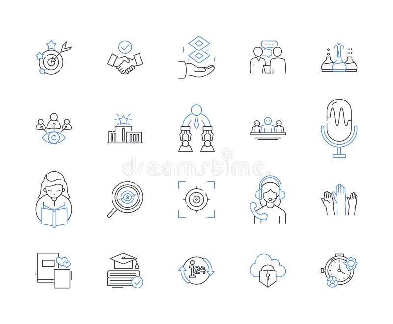 Group Studying Line Icons Collection. Ollaboration, Education ...