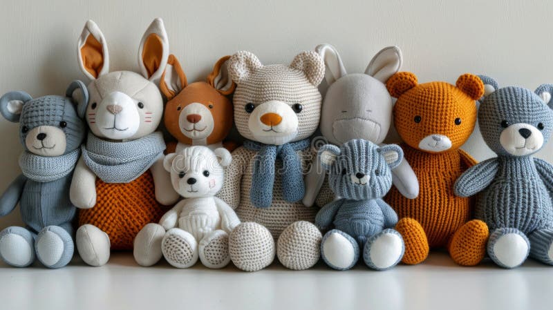 Group of Stuffed Animals Sitting Together Stock Image - Image of ...