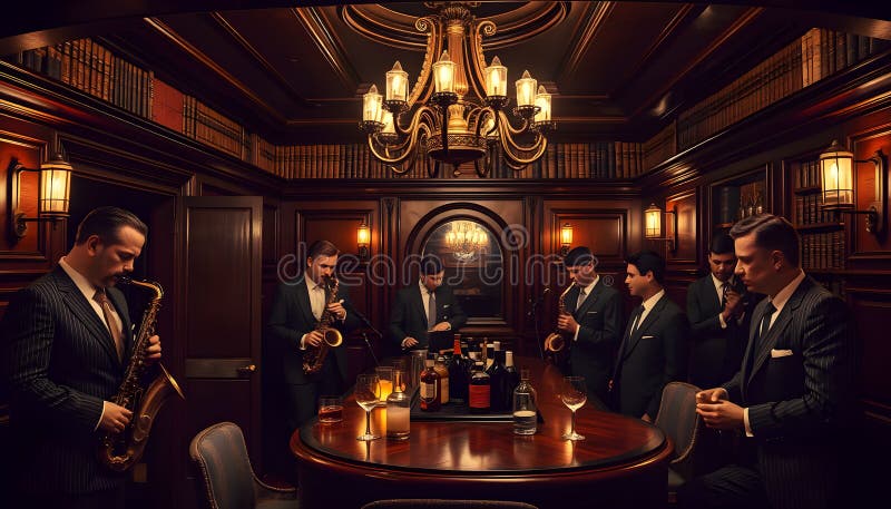 An Evening of Sophisticated Jazz in a Speakeasy Setting Stock ...