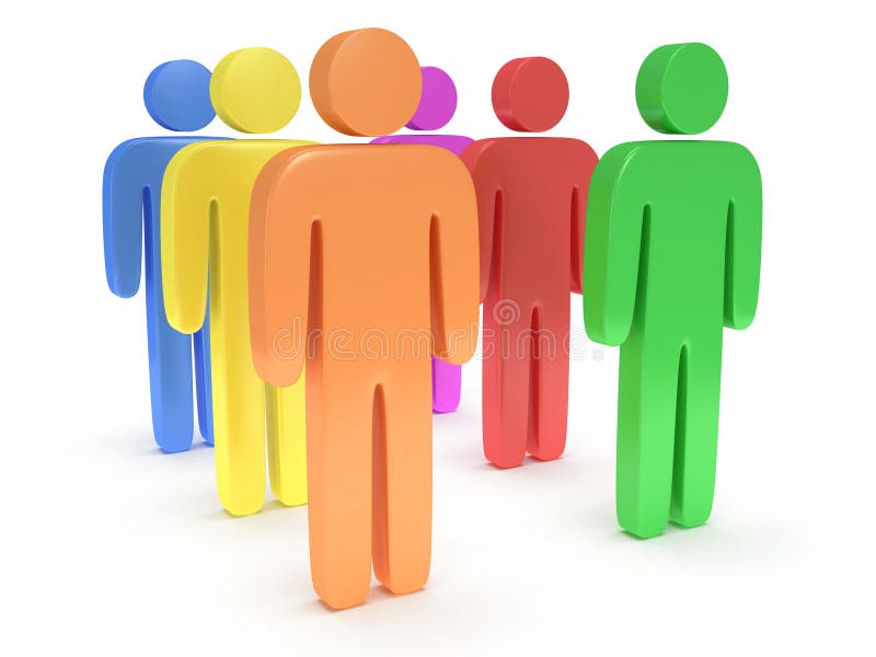 Group of Stylized Colored People Stand on White Stock Illustration ...