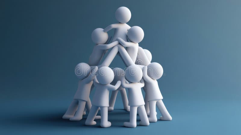 Group of Stylized Figures Creating a Human Pyramid To Demonstrate ...