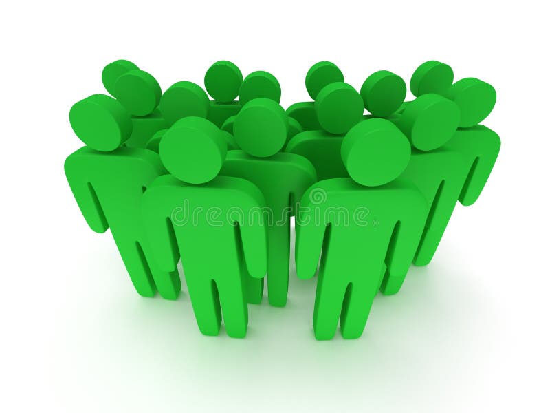 Group Of Stylized Green People Stand On White Stock Illustration ...