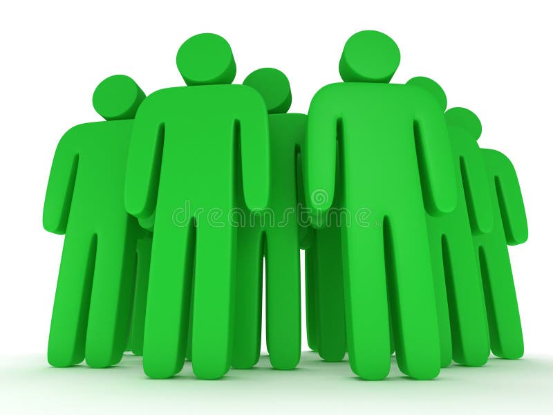 Group of Stylized Green People Stand on White Stock Illustration ...