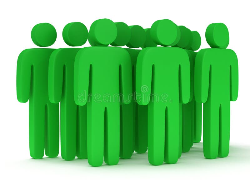 Group of Stylized Green People Stand on White Stock Illustration ...