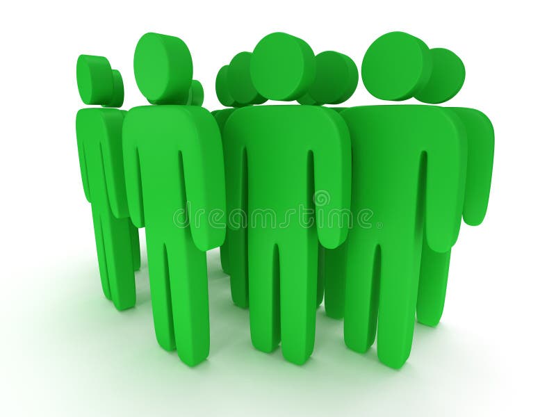Group of Stylized Green People Stand on White Stock Illustration ...