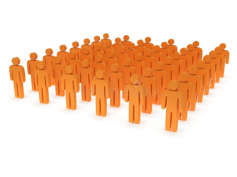 Group Of Stylized Orange People Stand On White Stock Illustration ...