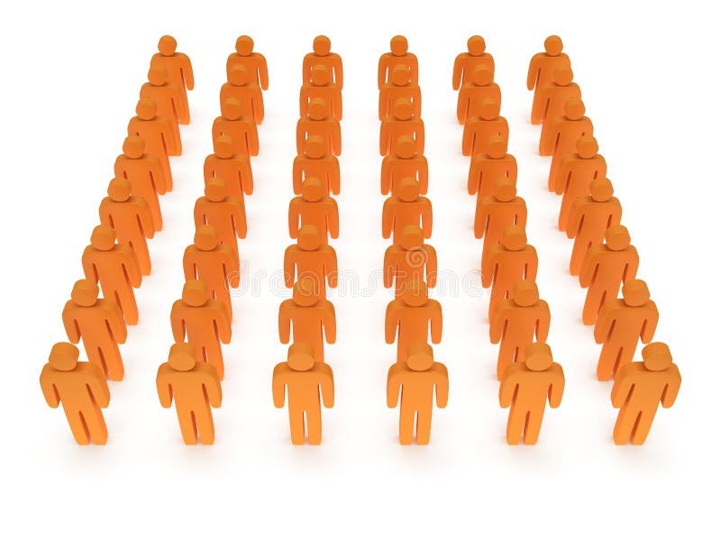 Orange People Around Red Man. 3D Render. Stock Illustration ...