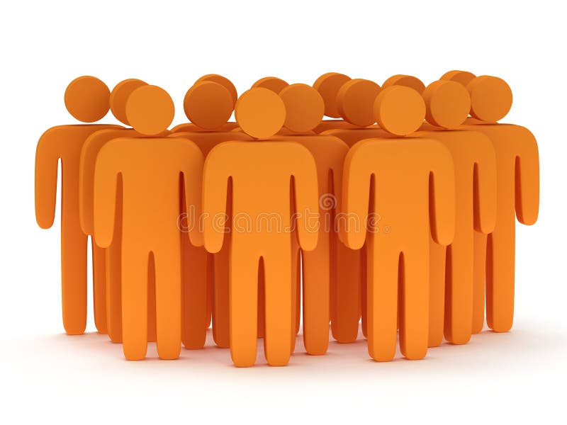 Group Of Stylized Orange People Stand On White Stock Illustration ...