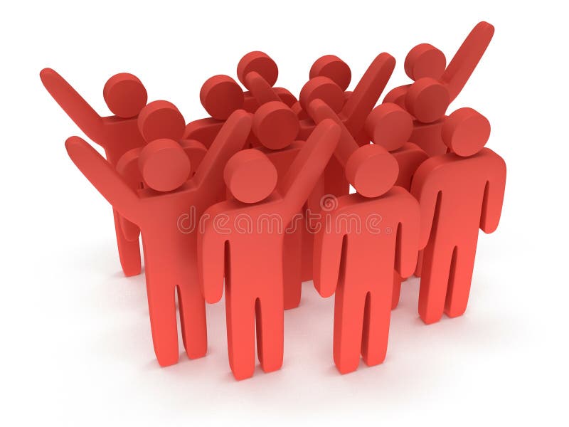 Group of Stylized Red People Stand on White Stock Illustration ...