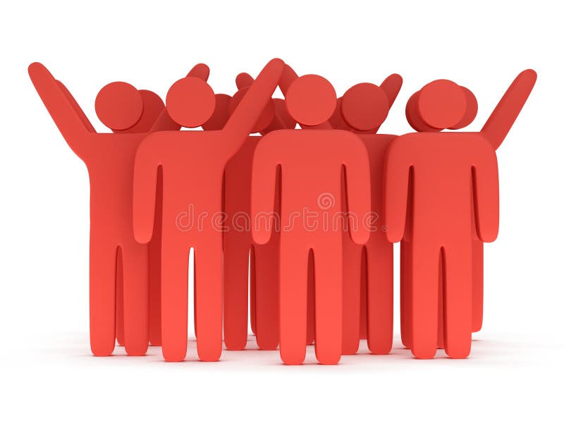 Group Of Stylized Red People Stand On White Royalty Free Stock ...
