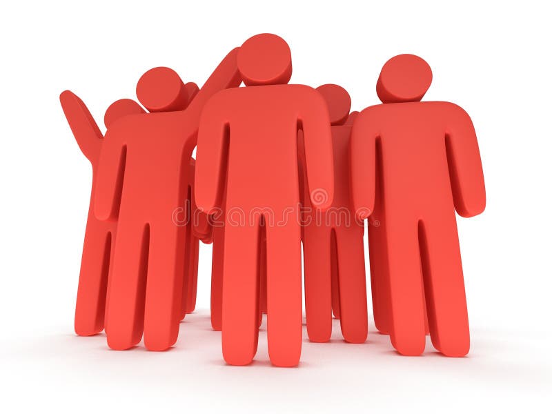 Group of Stylized Red People Stand on White Stock Illustration ...
